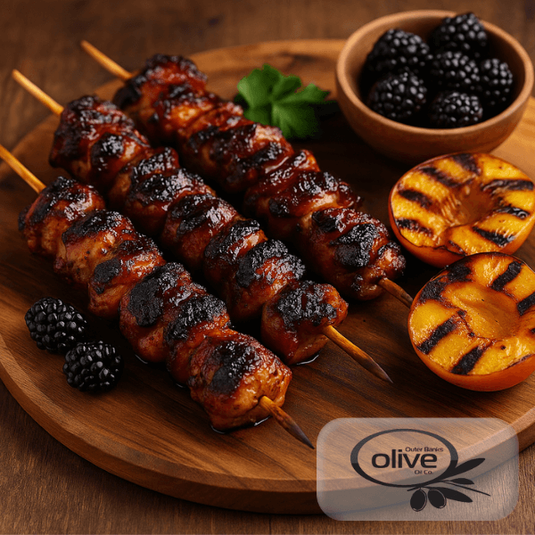 Grilled Chipotle Blackberry Chicken Skewers - Outer Banks Olive Oil